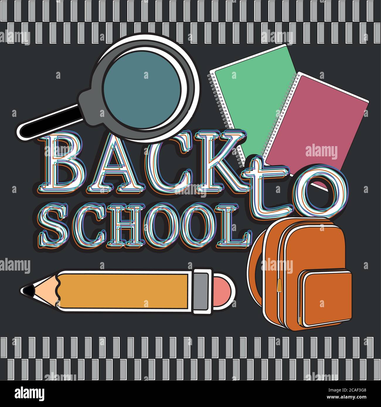 Back to school poster with school supplies - Vector Stock Vector Image ...
