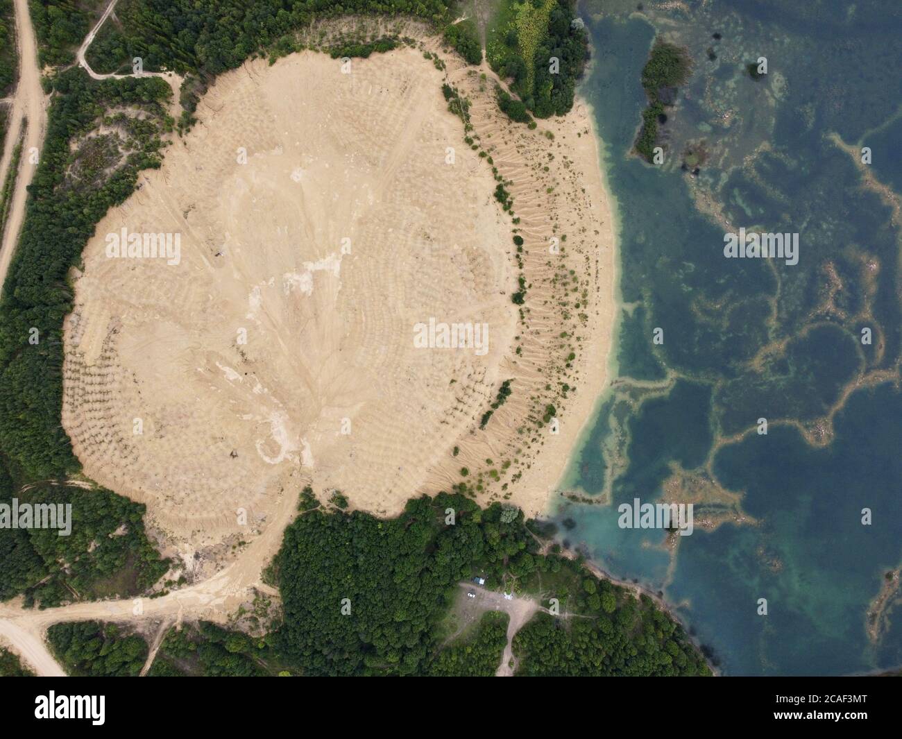 Old flooded sand pit aerial photo Stock Photo - Alamy