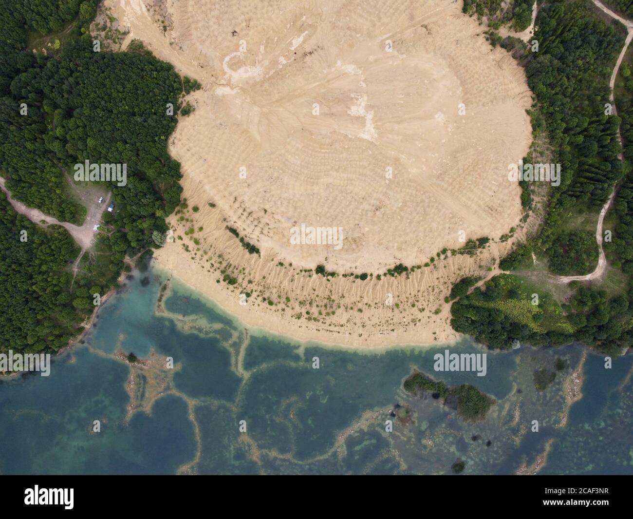 Old flooded sand pit aerial photo Stock Photo - Alamy