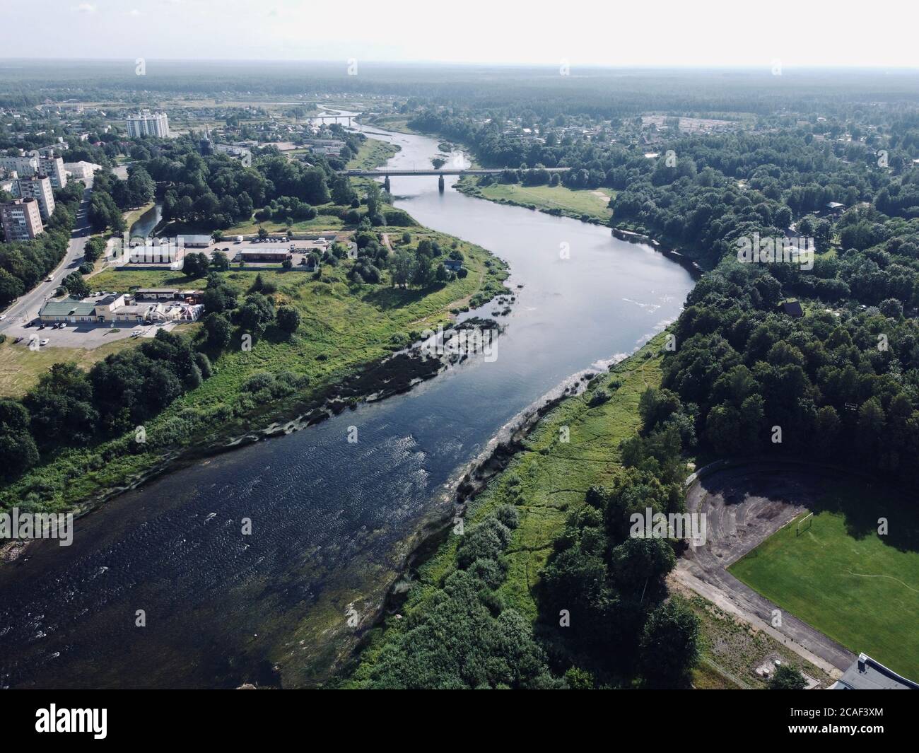 top view, river flows, aerial photography Stock Photo - Alamy