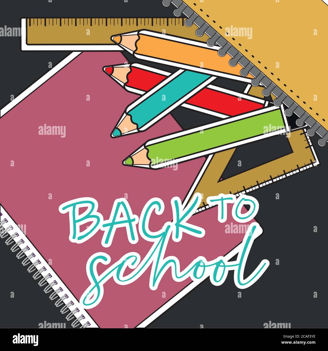Back to school poster with school supplies - Vector Stock Vector Image ...