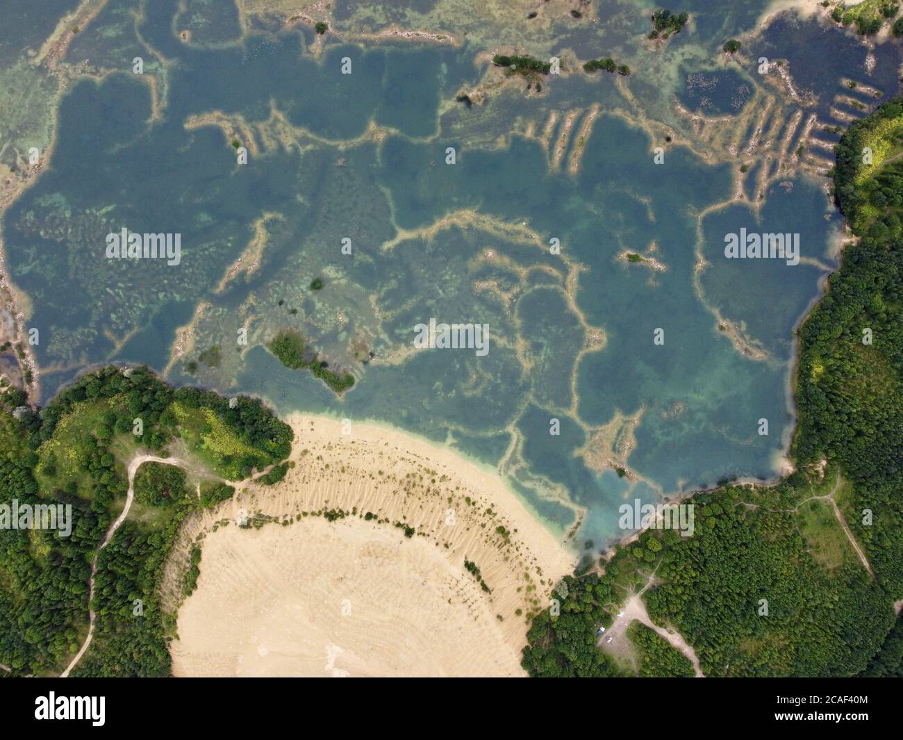 Old flooded sand pit aerial photo Stock Photo - Alamy