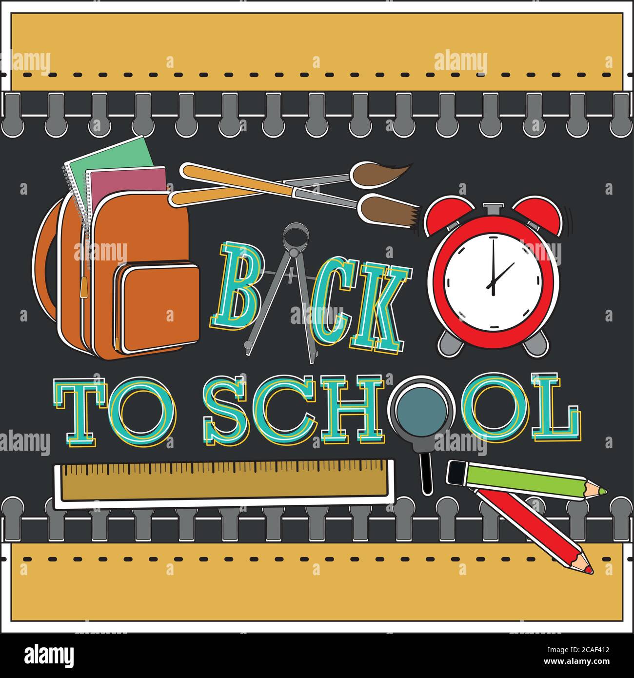 Back to school poster with school supplies - Vector Stock Vector Image ...