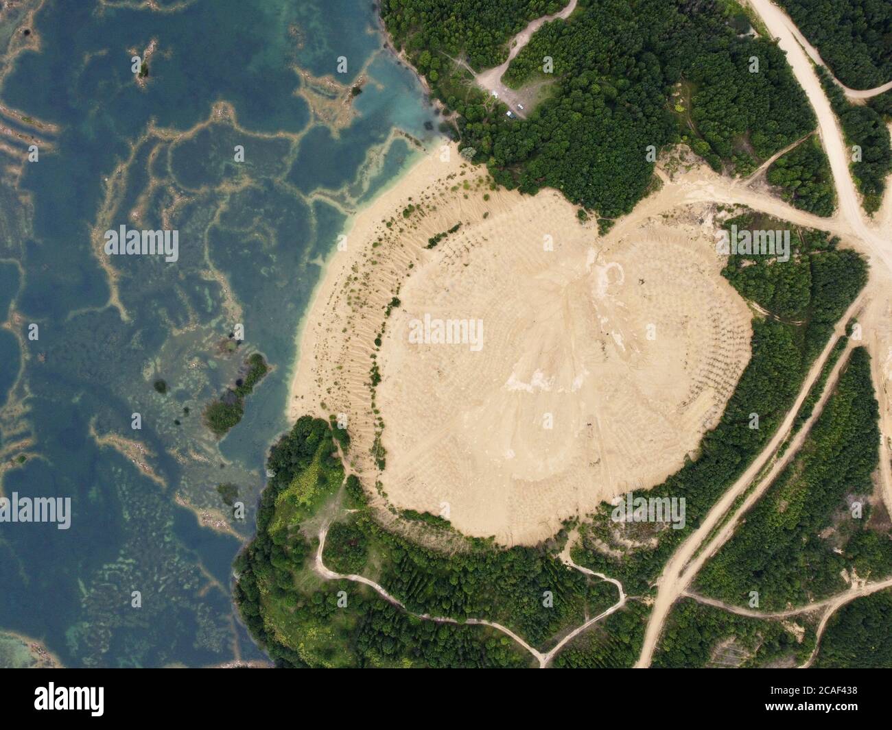 Old flooded sand pit aerial photo Stock Photo - Alamy