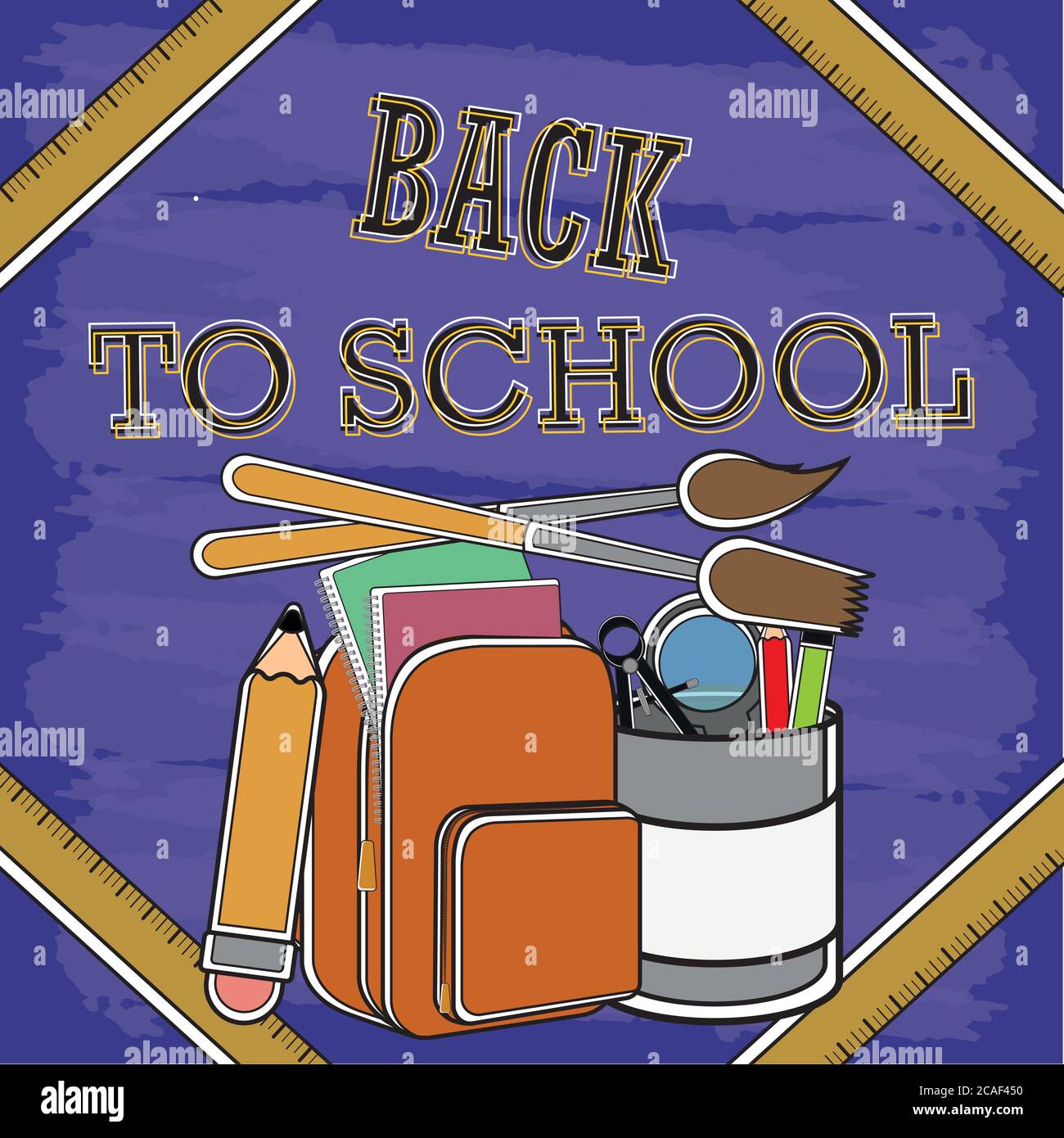 Back to school poster with school supplies - Vector Stock Vector Image ...