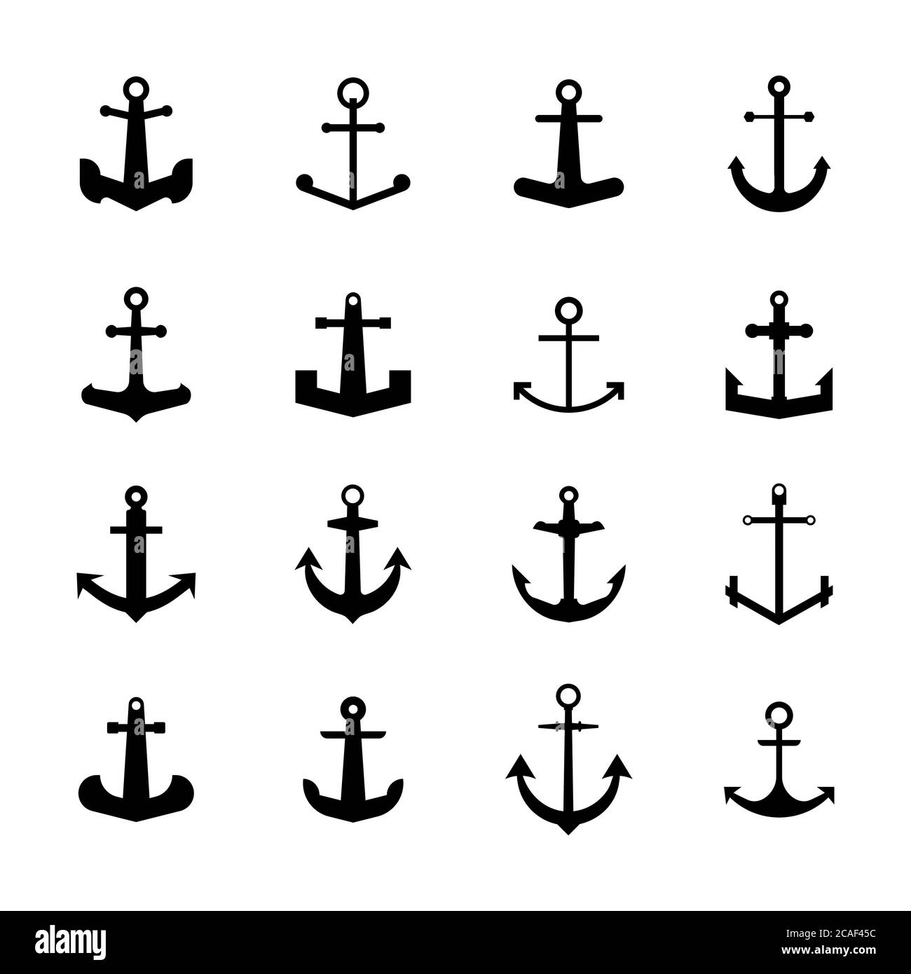 ship anchors vector set on white isolated background Stock Vector Image ...