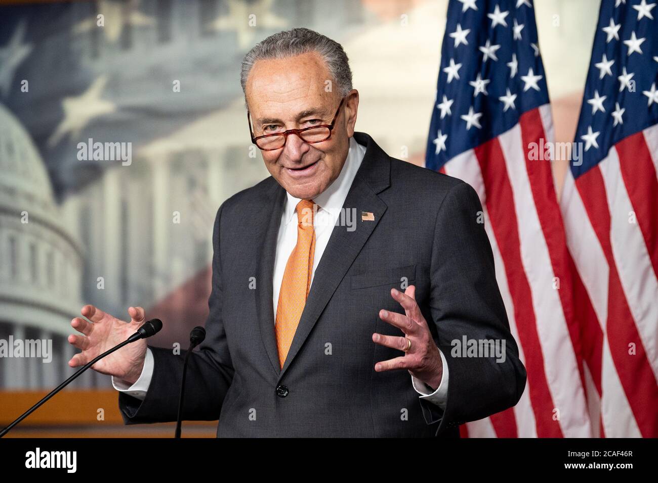U.S. Senator Chuck Schumer (D-NY) speaks at a press conference Stock ...