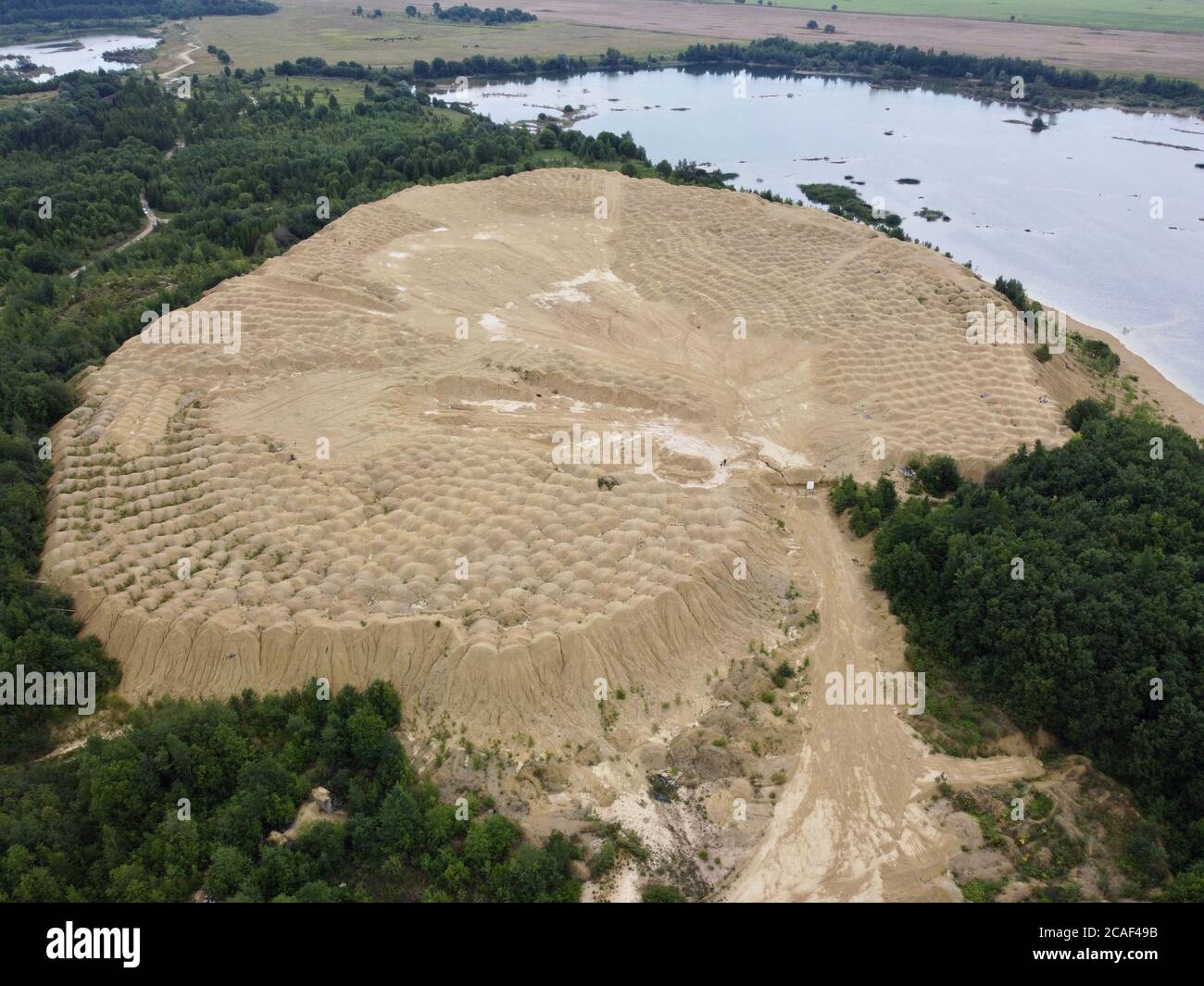 Old flooded sand pit aerial photo Stock Photo - Alamy