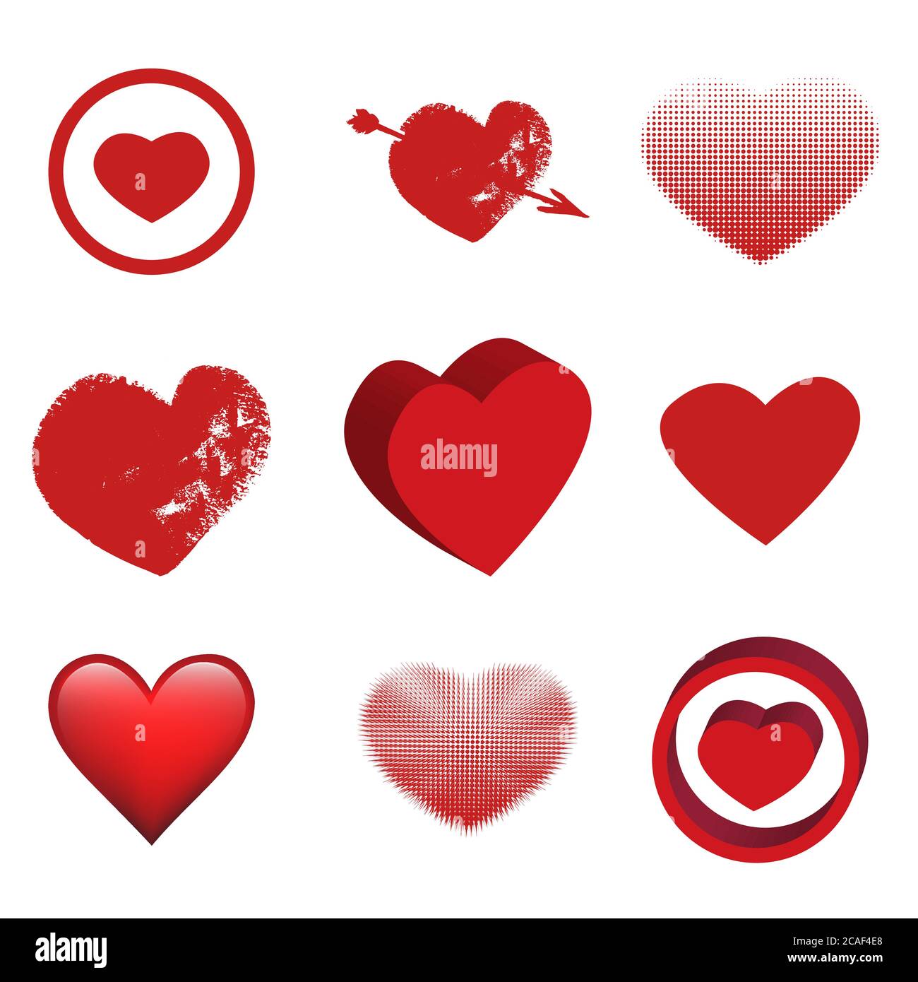 vector heart shape set on white isolated background Stock Vector Image ...