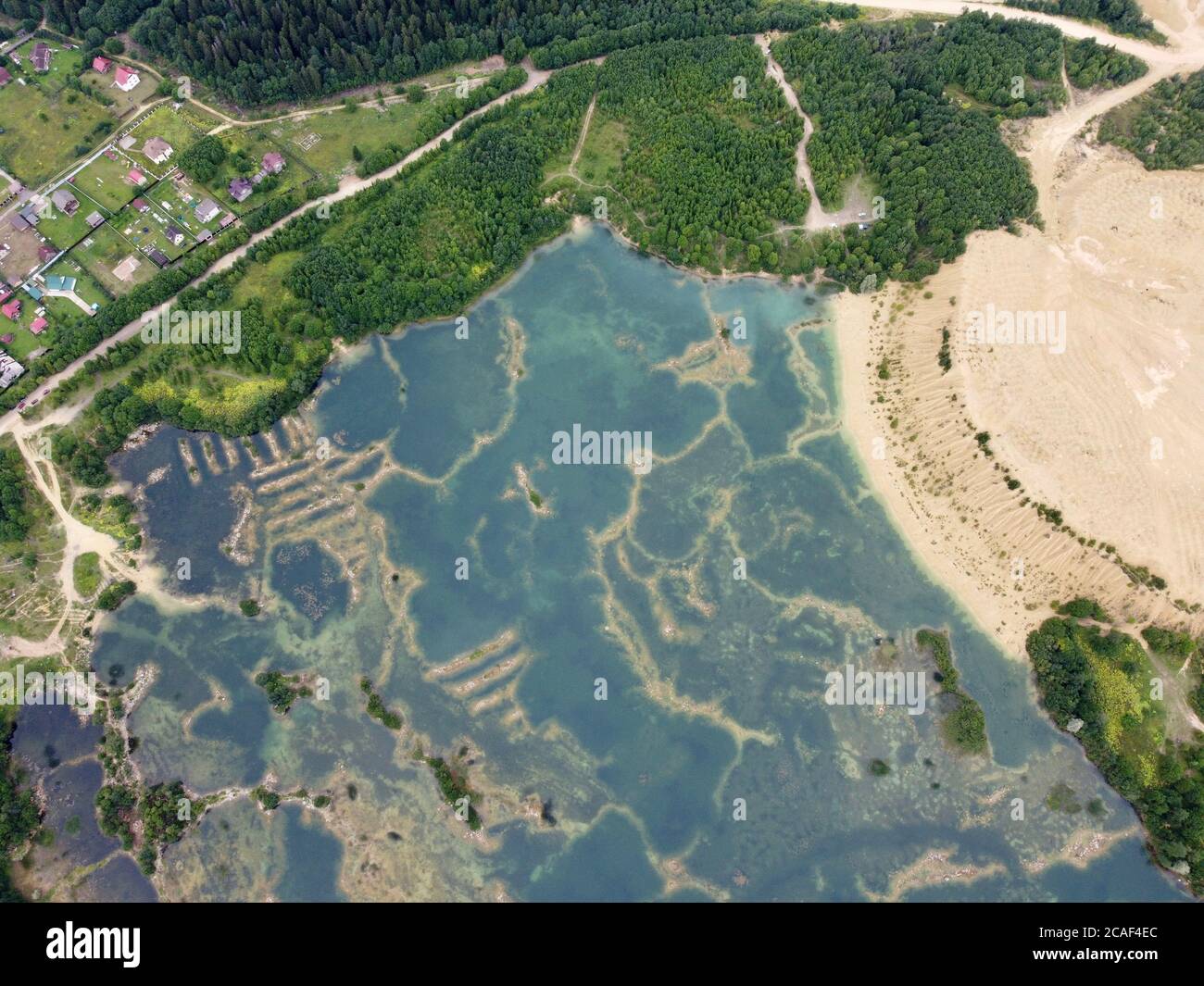 Old flooded sand pit aerial photo Stock Photo - Alamy