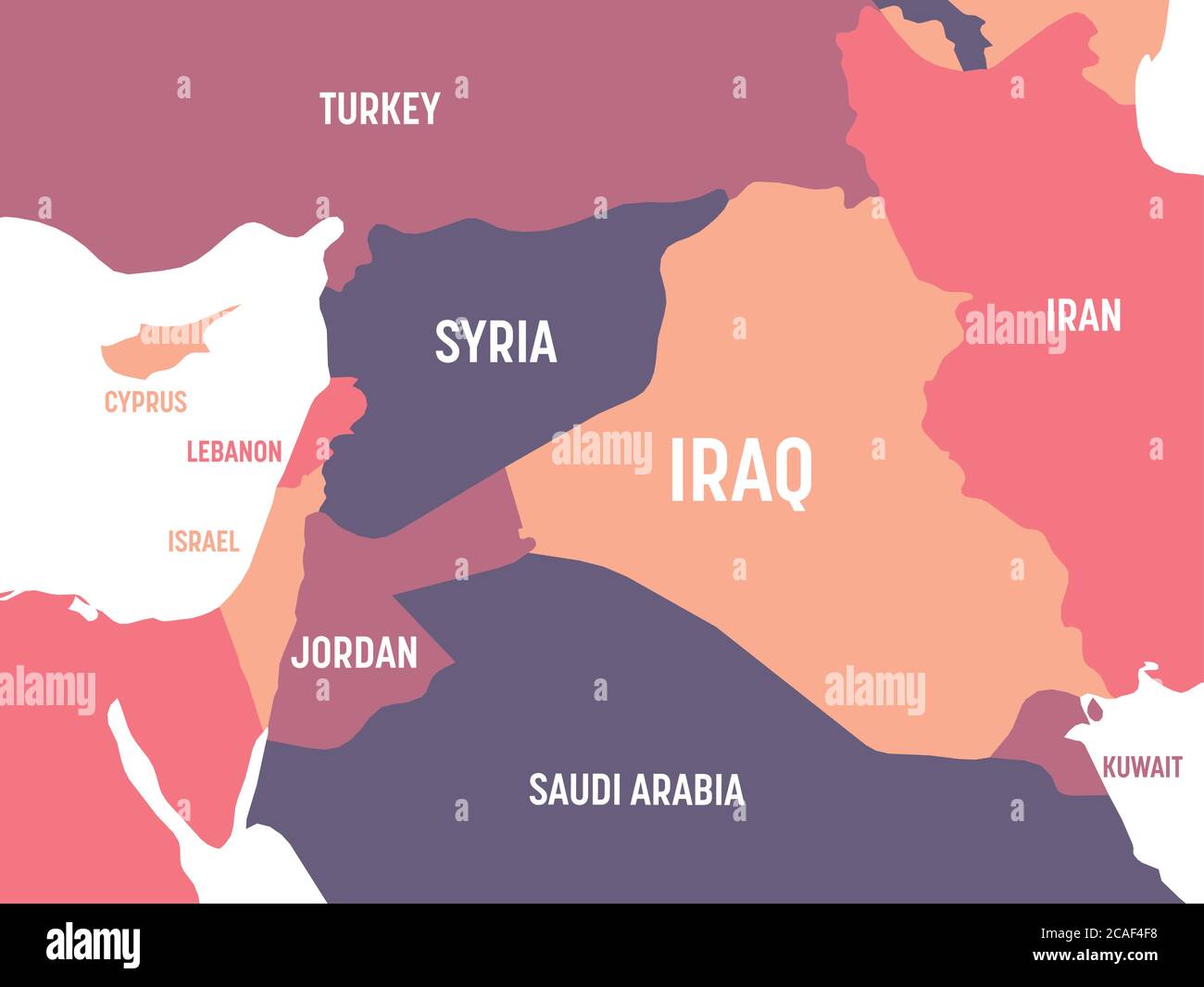 Middle East map. High detailed political map of Middle East and Arabian ...