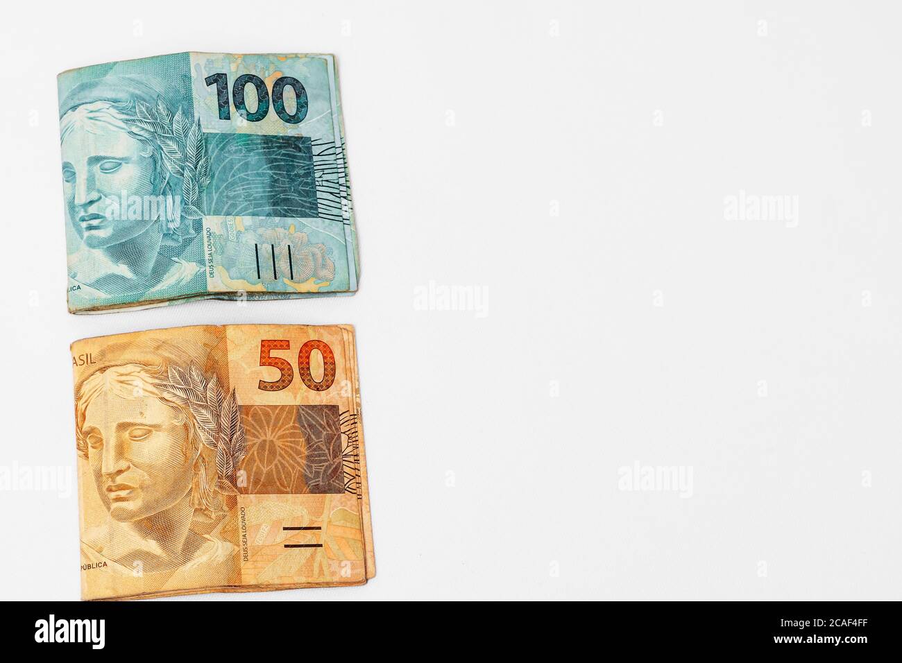 Brazilian money brazil currency in white background Stock Photo - Alamy