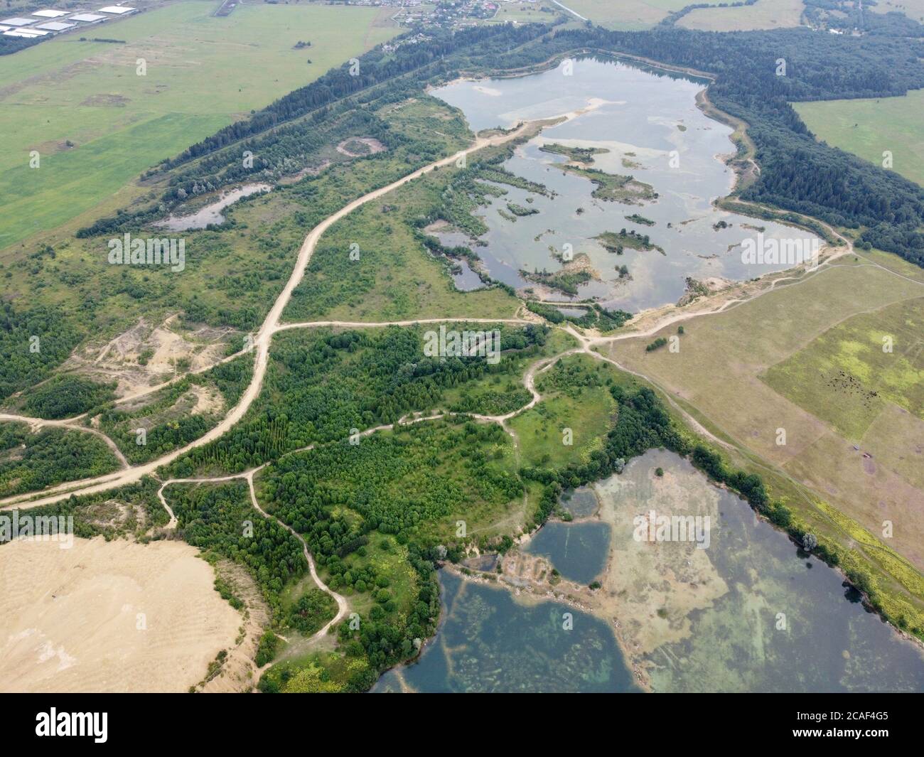 Old flooded sand pit aerial photo Stock Photo - Alamy