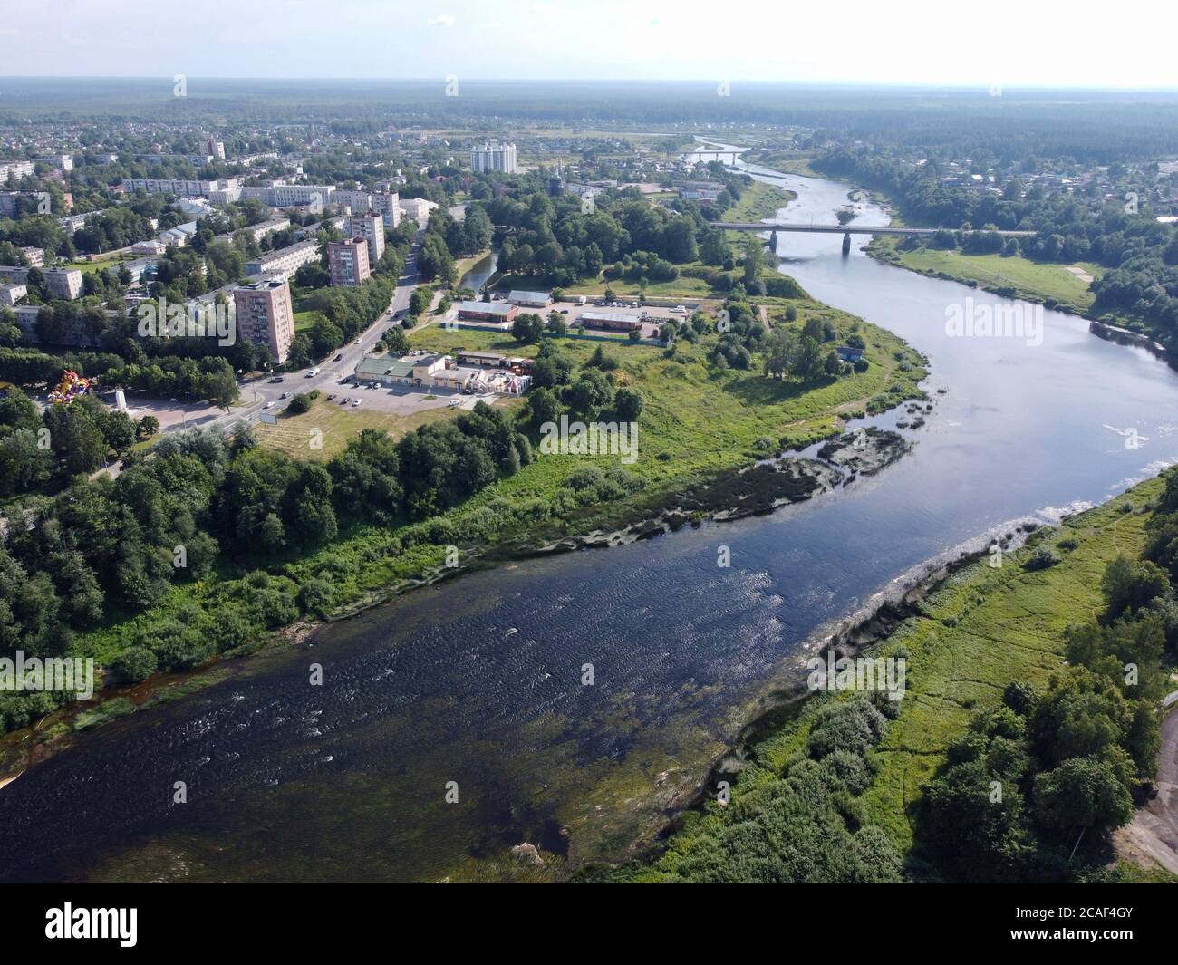 top view, river flows, aerial photography Stock Photo - Alamy