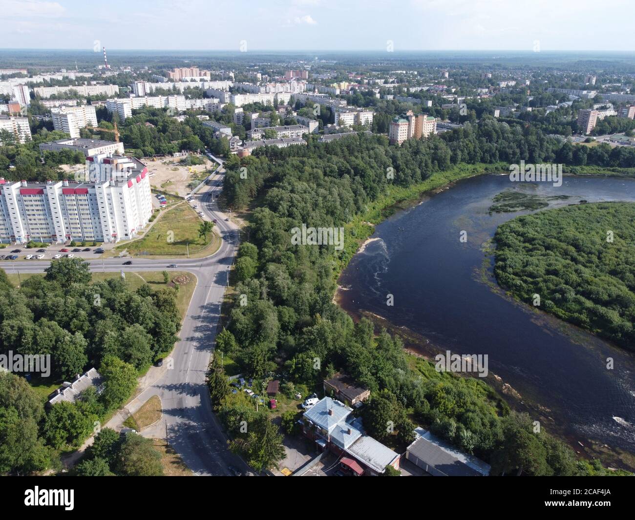 top view, river flows, aerial photography Stock Photo - Alamy