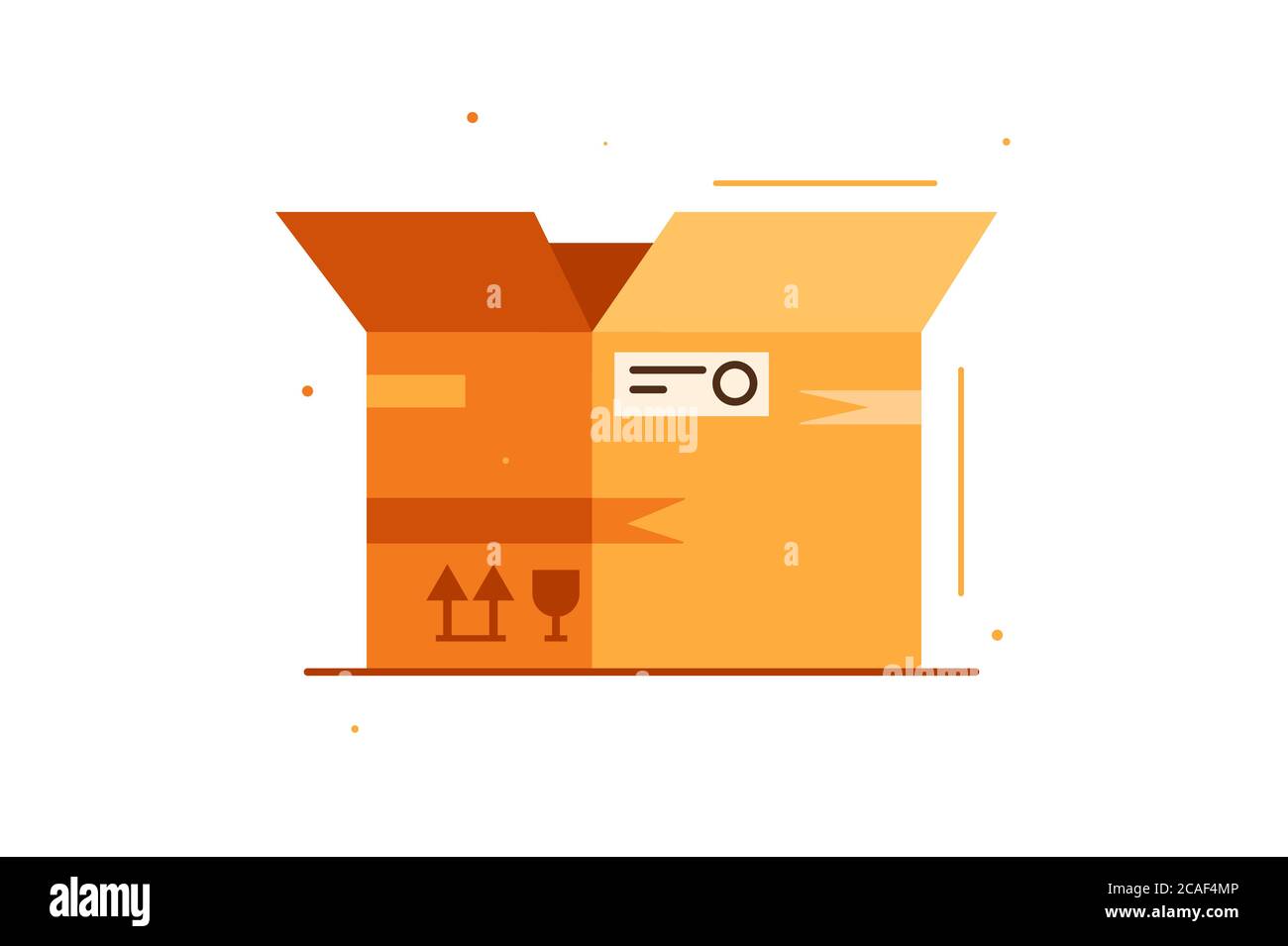 Open cardboard box with a stamp in a flat style Stock Vector Image ...