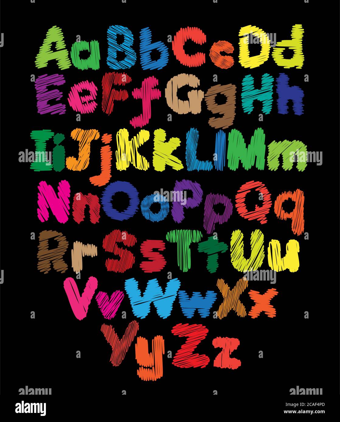 Alphabet kids doodle colored hand drawing Stock Vector Image & Art - Alamy