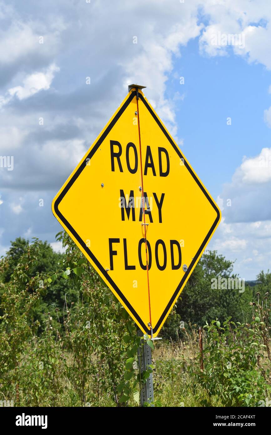 Road May Flood Sign Stock Photo - Alamy