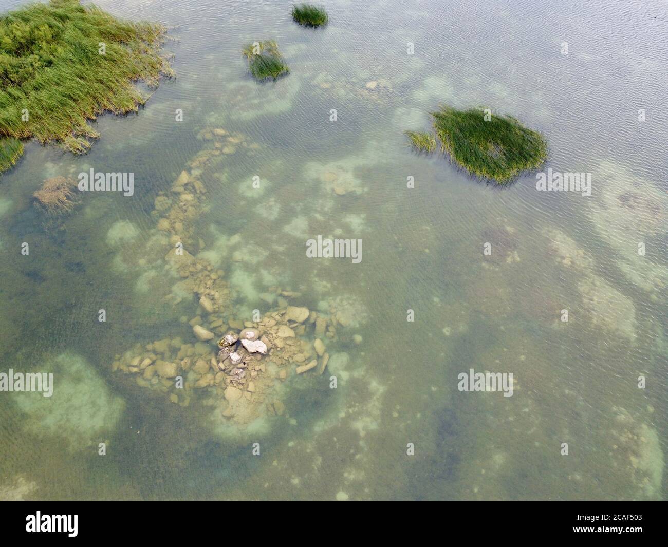 Old flooded sand pit aerial photo Stock Photo - Alamy