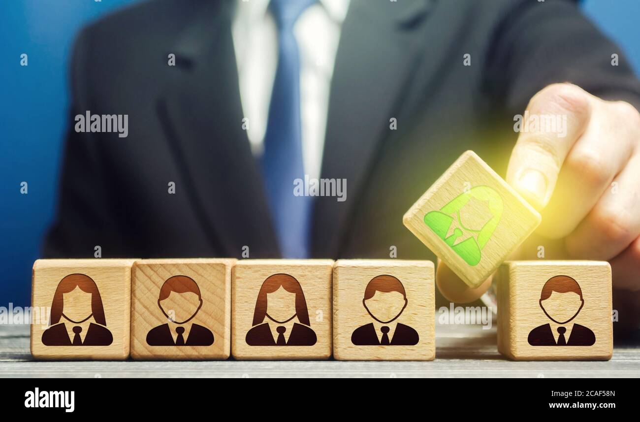 A businessman appoints a leader to a team. Leadership skills. Promising ...