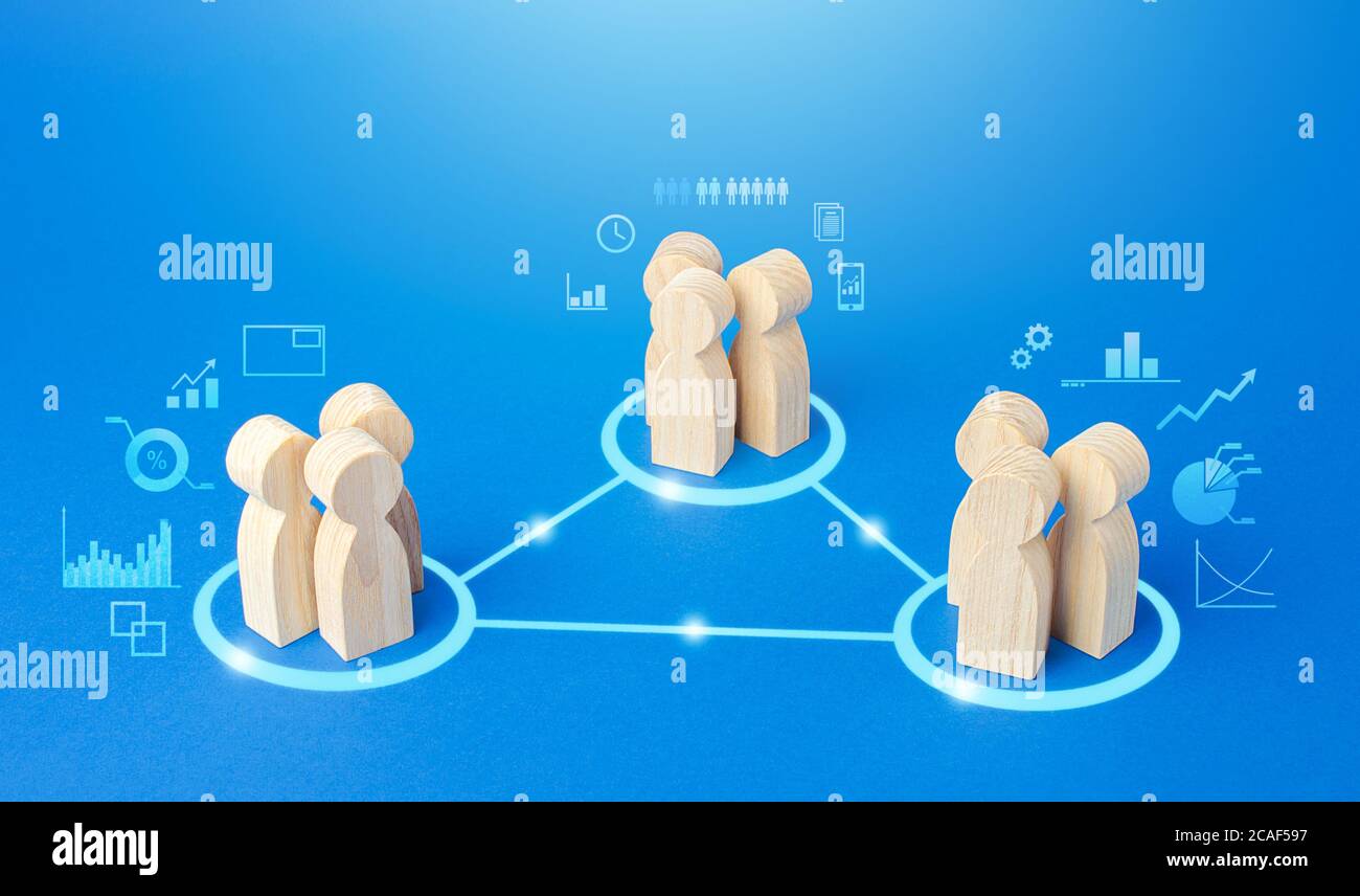 Three groups of people are connected by lines. Coordination and ...