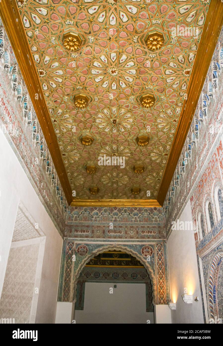Moorish architecture of beautiful castle called real alcazar in seville ...
