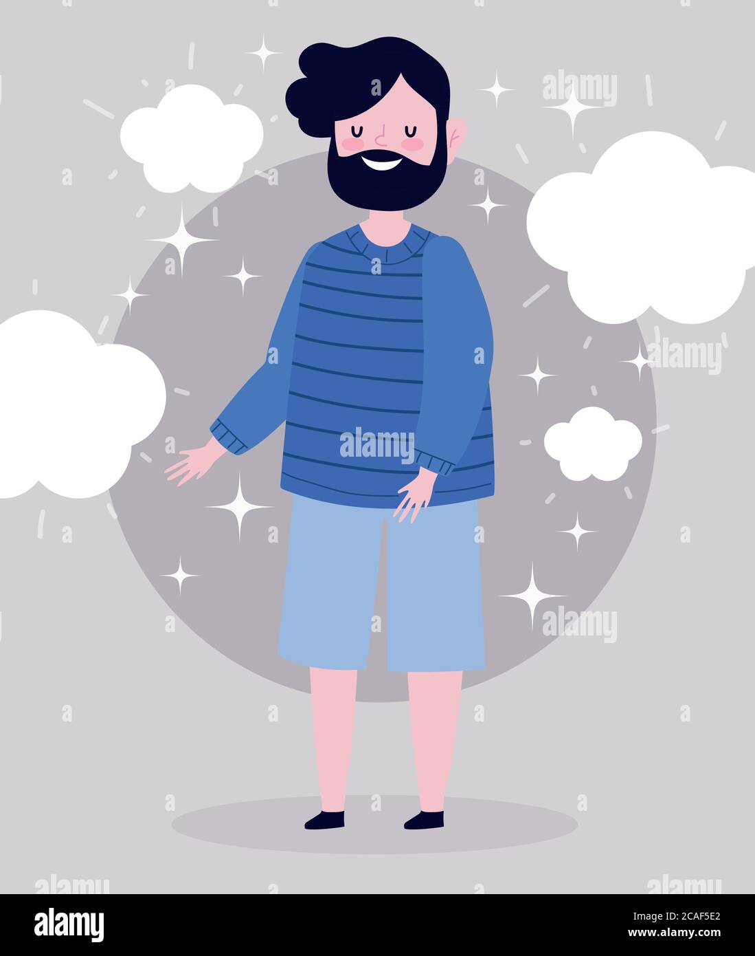 bearded man happy cartoon character portrait standing vector ...