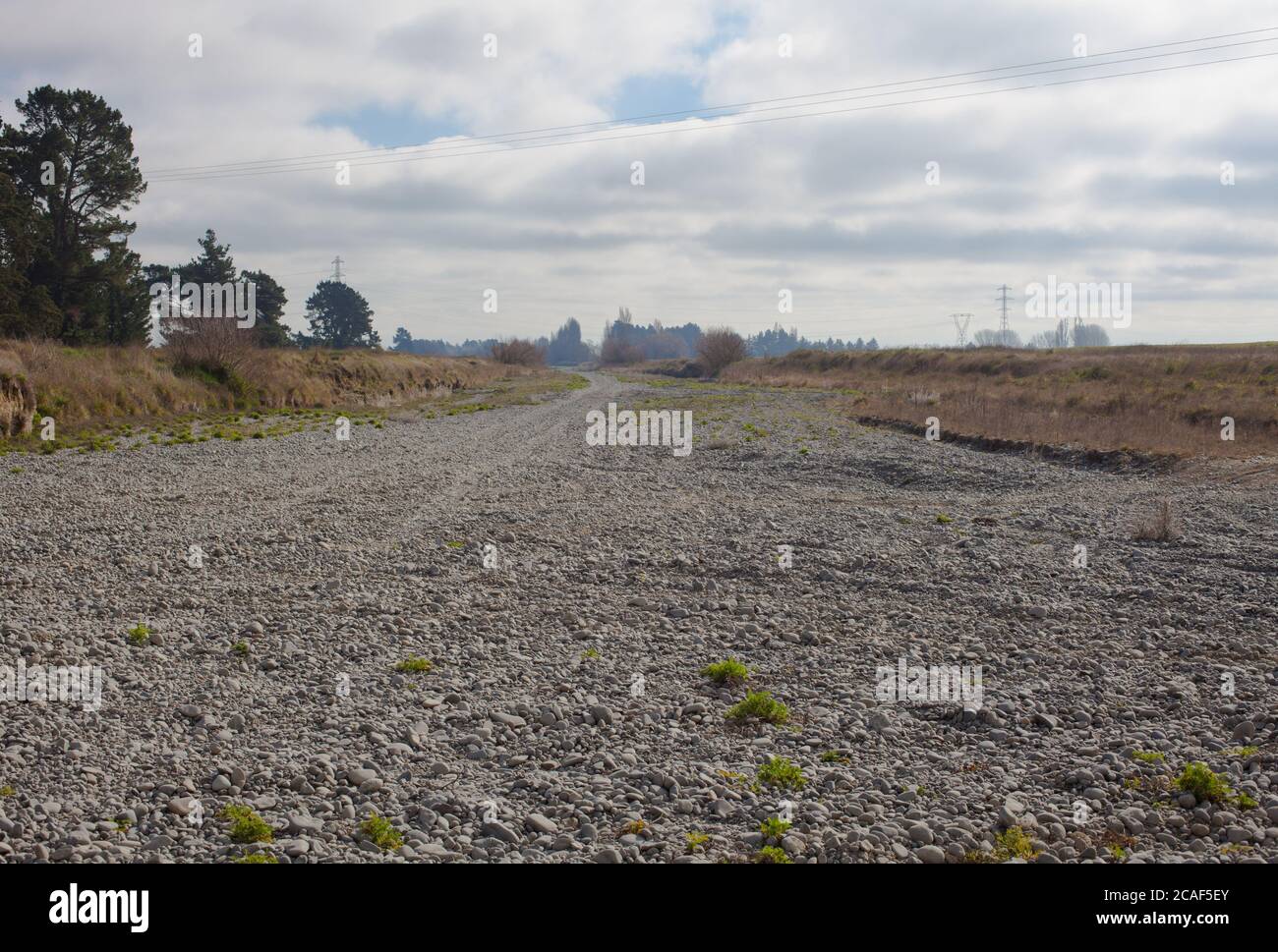 New Zealand Countryside Scenes: dry river beds: water extraction for ...