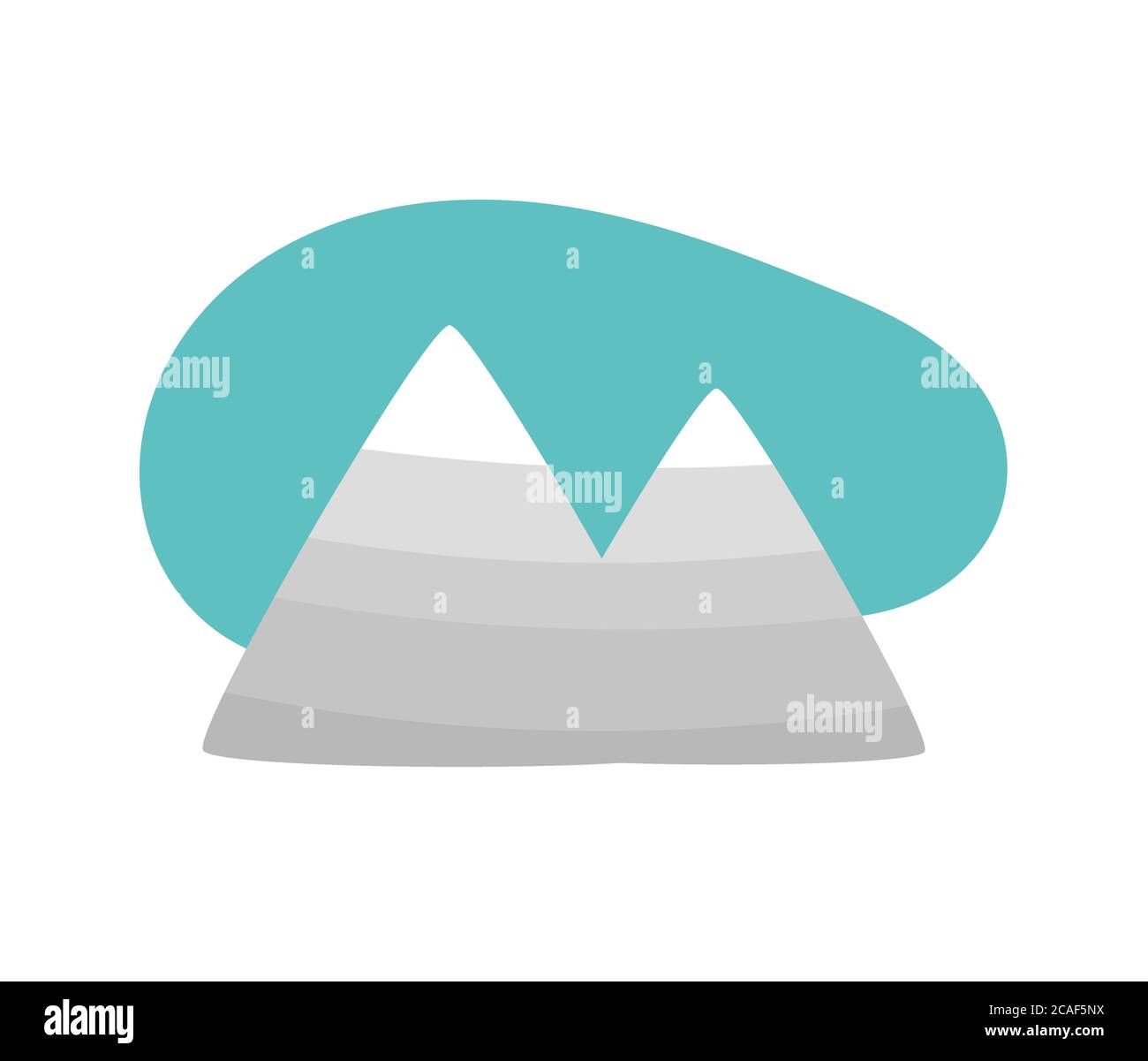 Snowy mountains and sky flat design icon. Vector illustration Stock ...