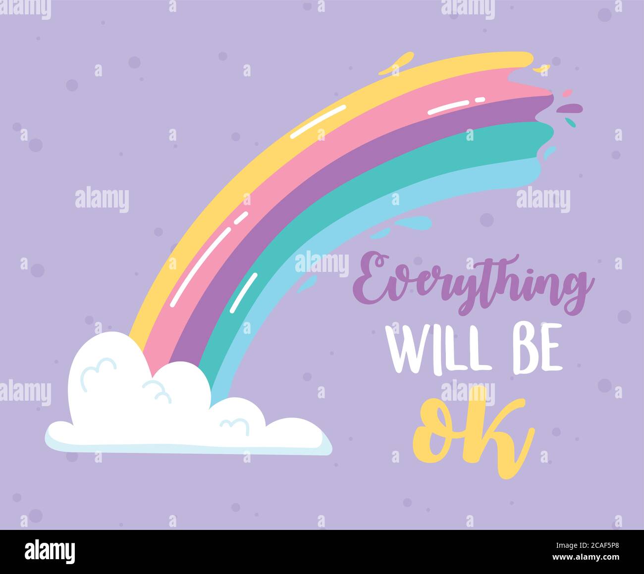 everything will be ok bright rainbow, motivational positive message ...