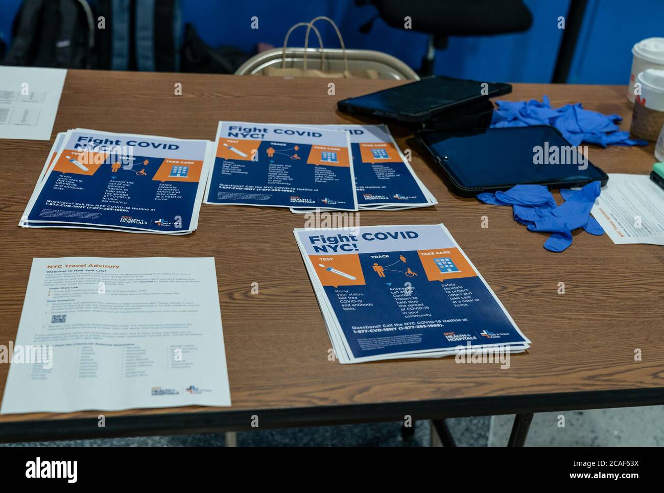 New York, United States. 06th Aug, 2020. Members of the Test & Trace ...