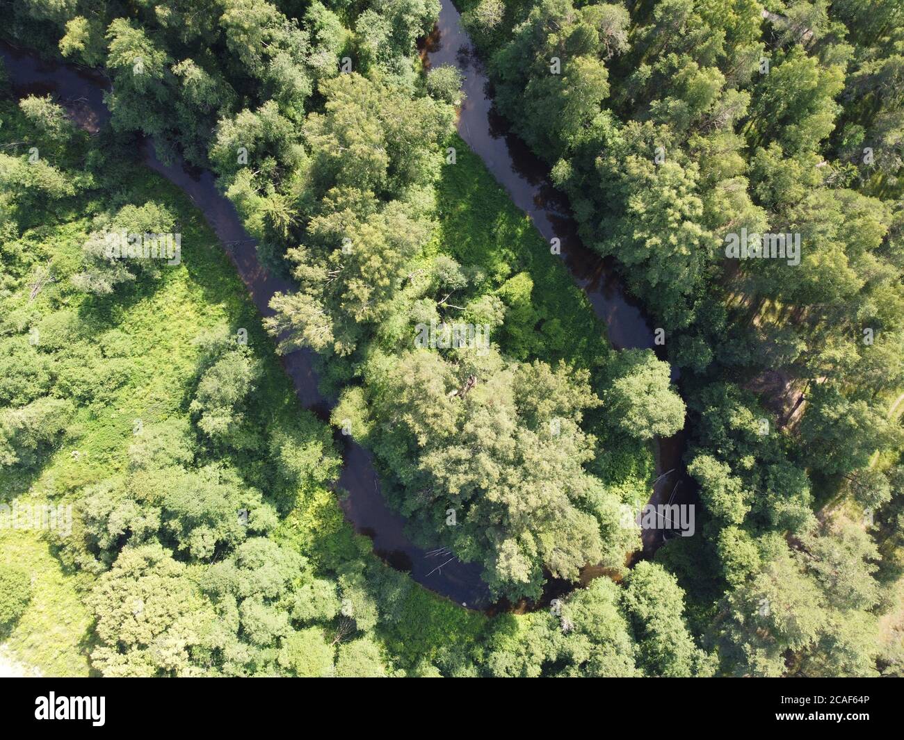 top view, river flows, aerial photography Stock Photo - Alamy