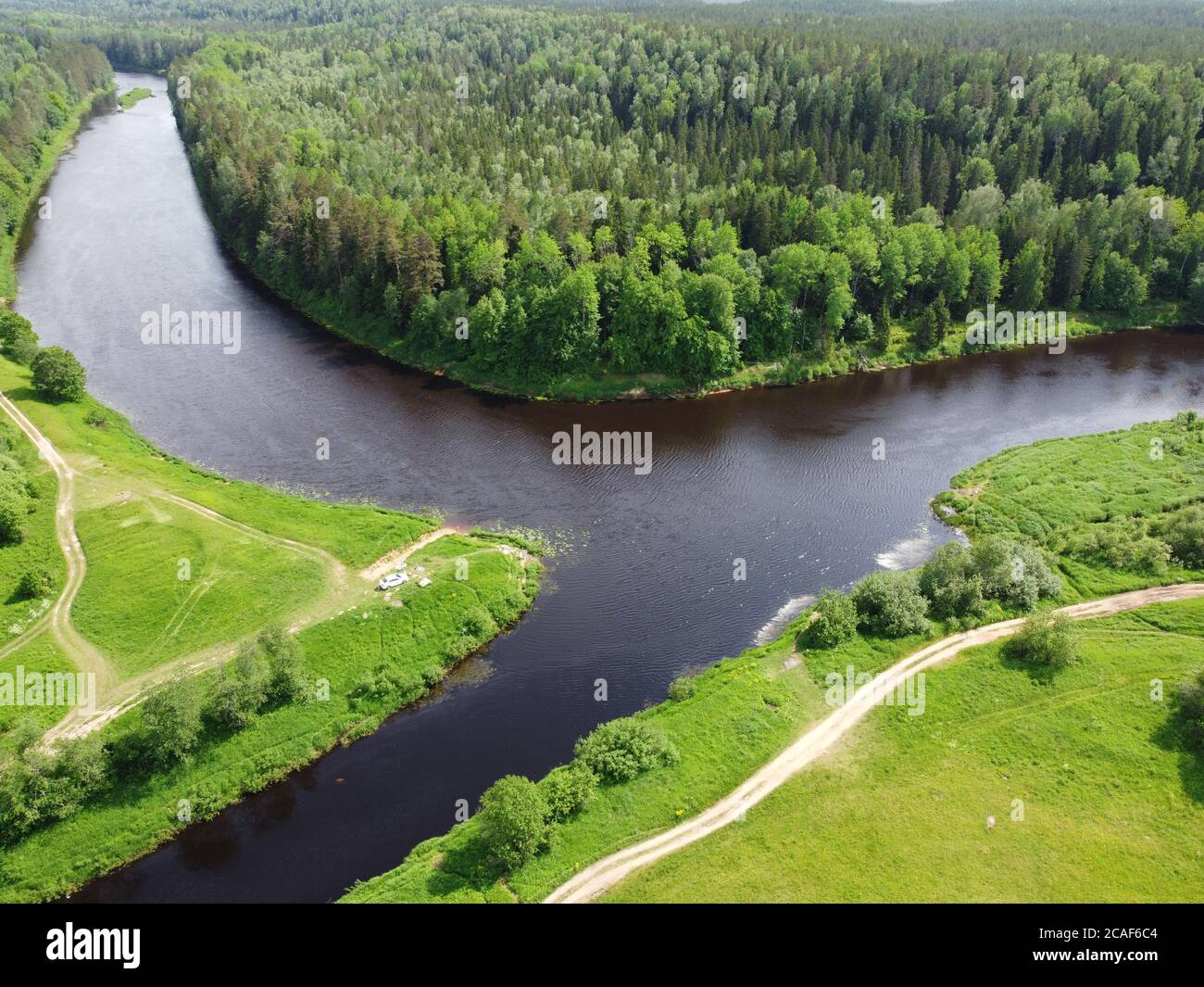top view, river flows, aerial photography Stock Photo - Alamy