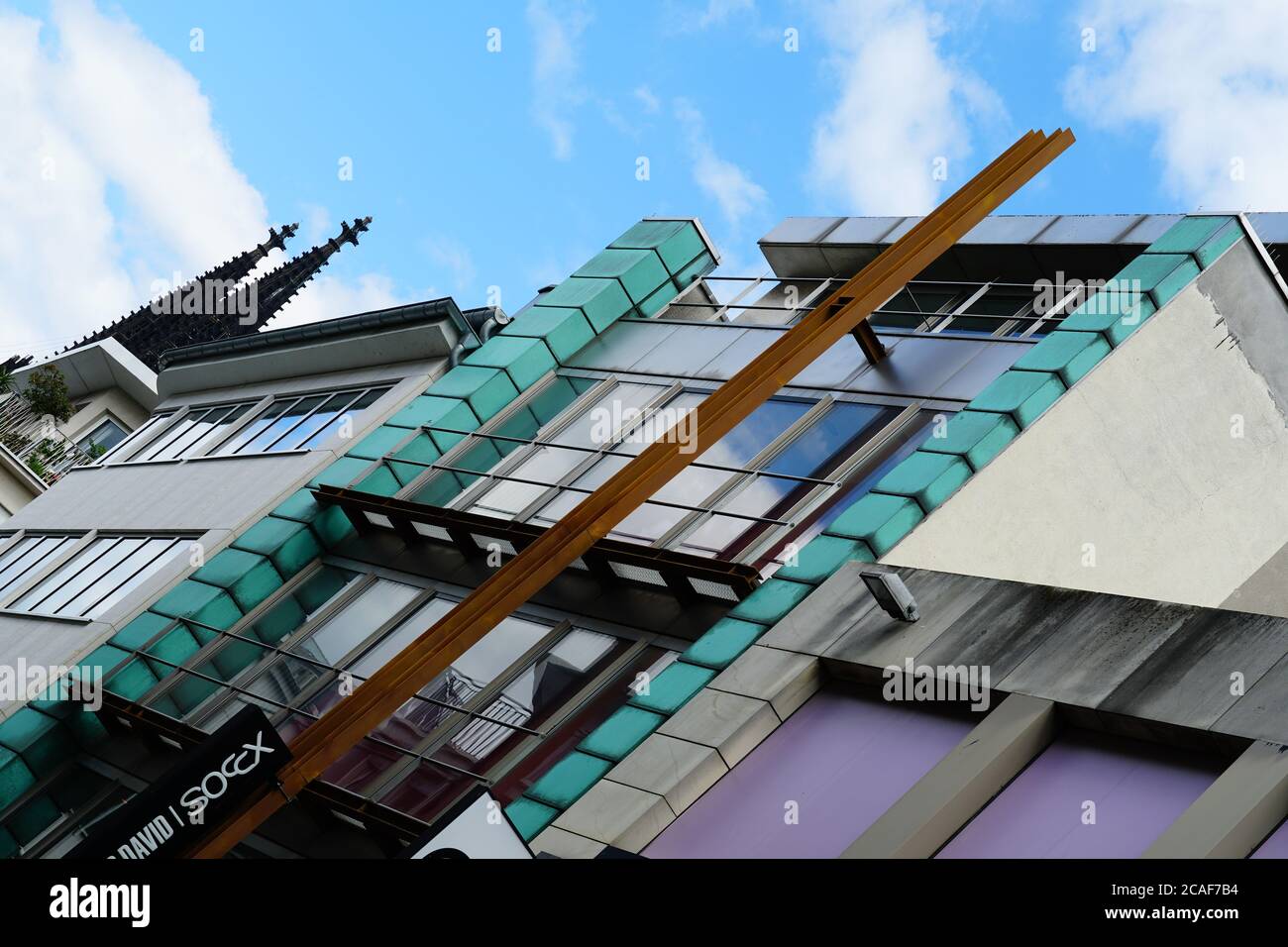 COLOGNE, GERMANY - May 11, 2020: building facade shot from Hohe Strasse ...