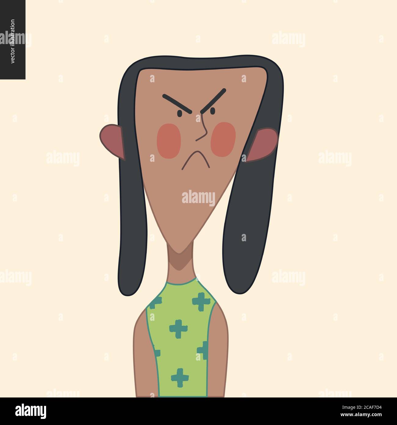 Angry girl black hair Stock Vector Images - Alamy