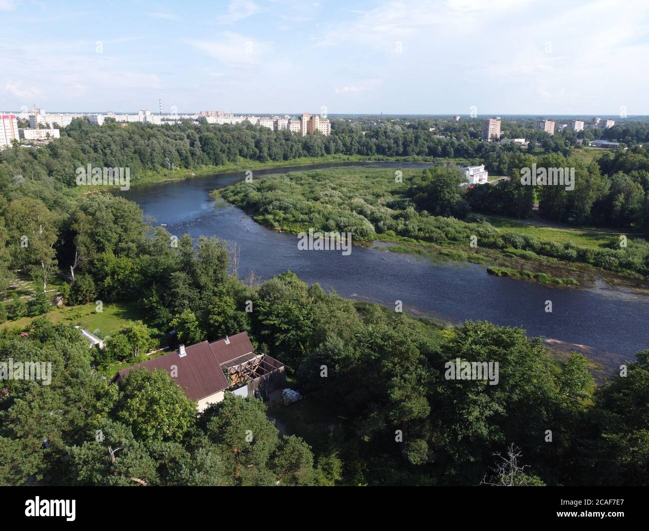 top view, river flows, aerial photography Stock Photo - Alamy