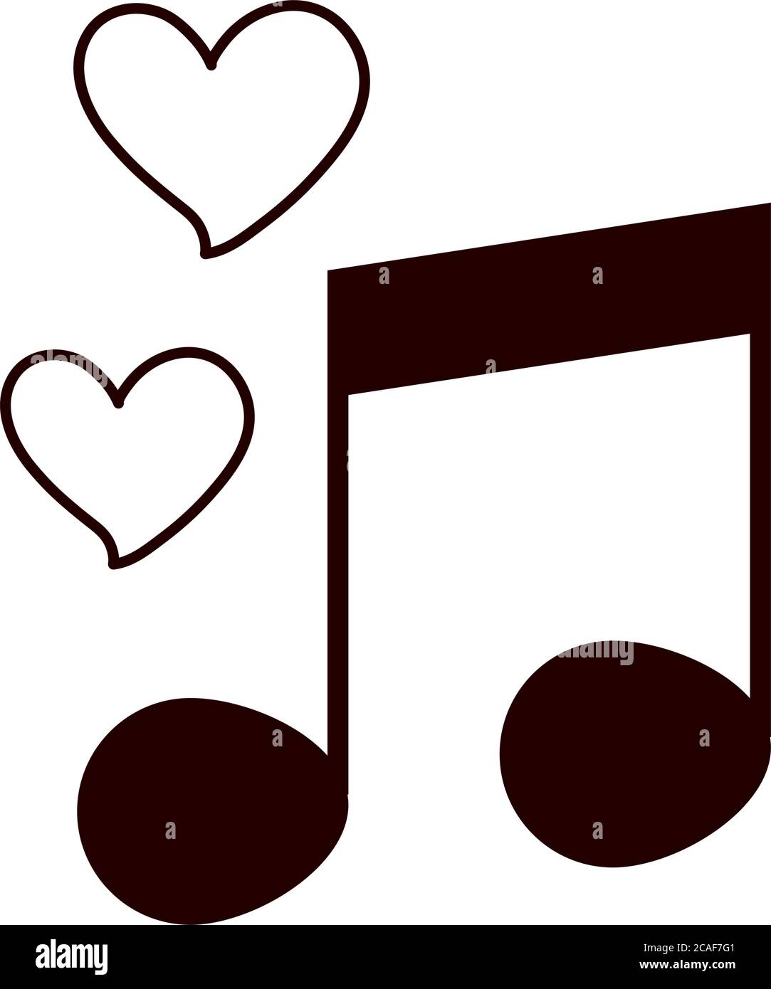 love heart romantic feeling note music melody linear style icon vector ...