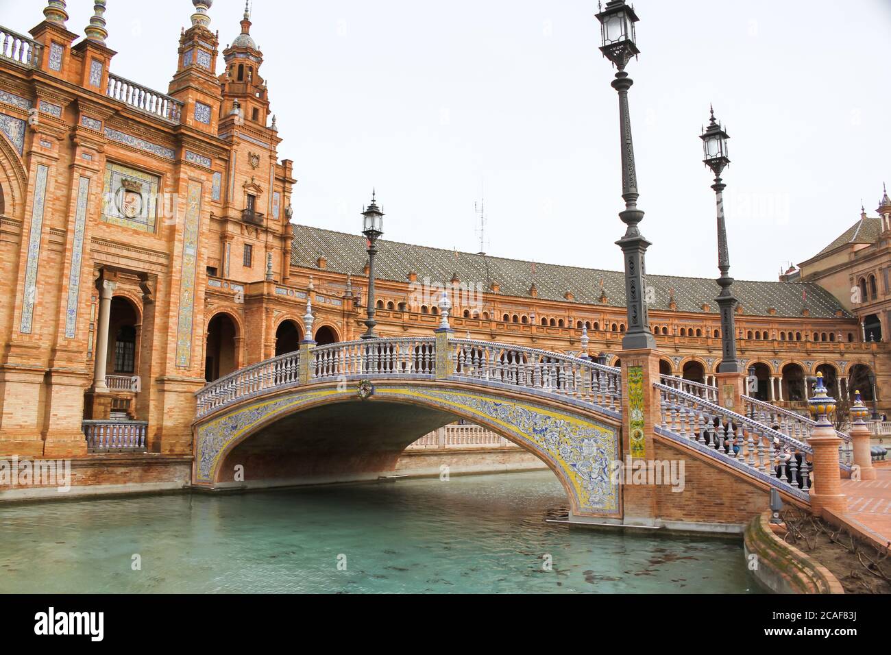 Spain, Seville. Spain Square, a landmark example of the Renaissance ...