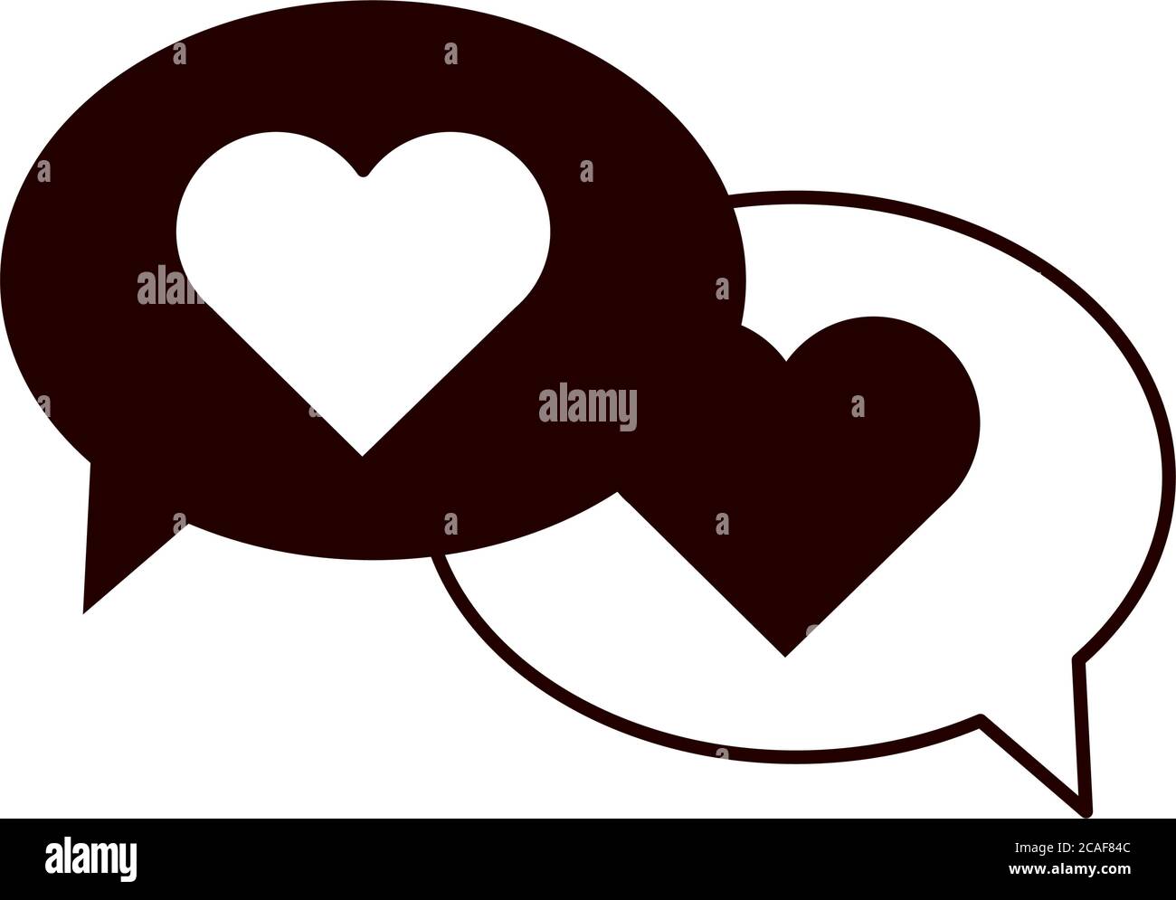 speech bubbles love hearts message romantic feeling linear style icon ...