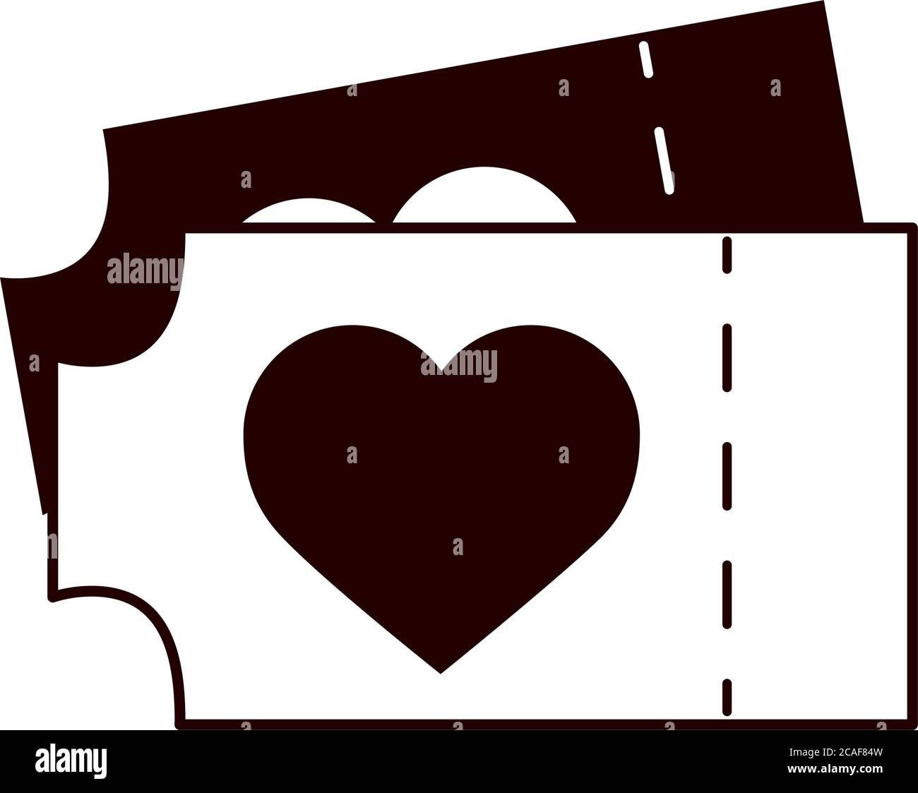 love heart romantic tickets linear style icon vector illustration Stock ...
