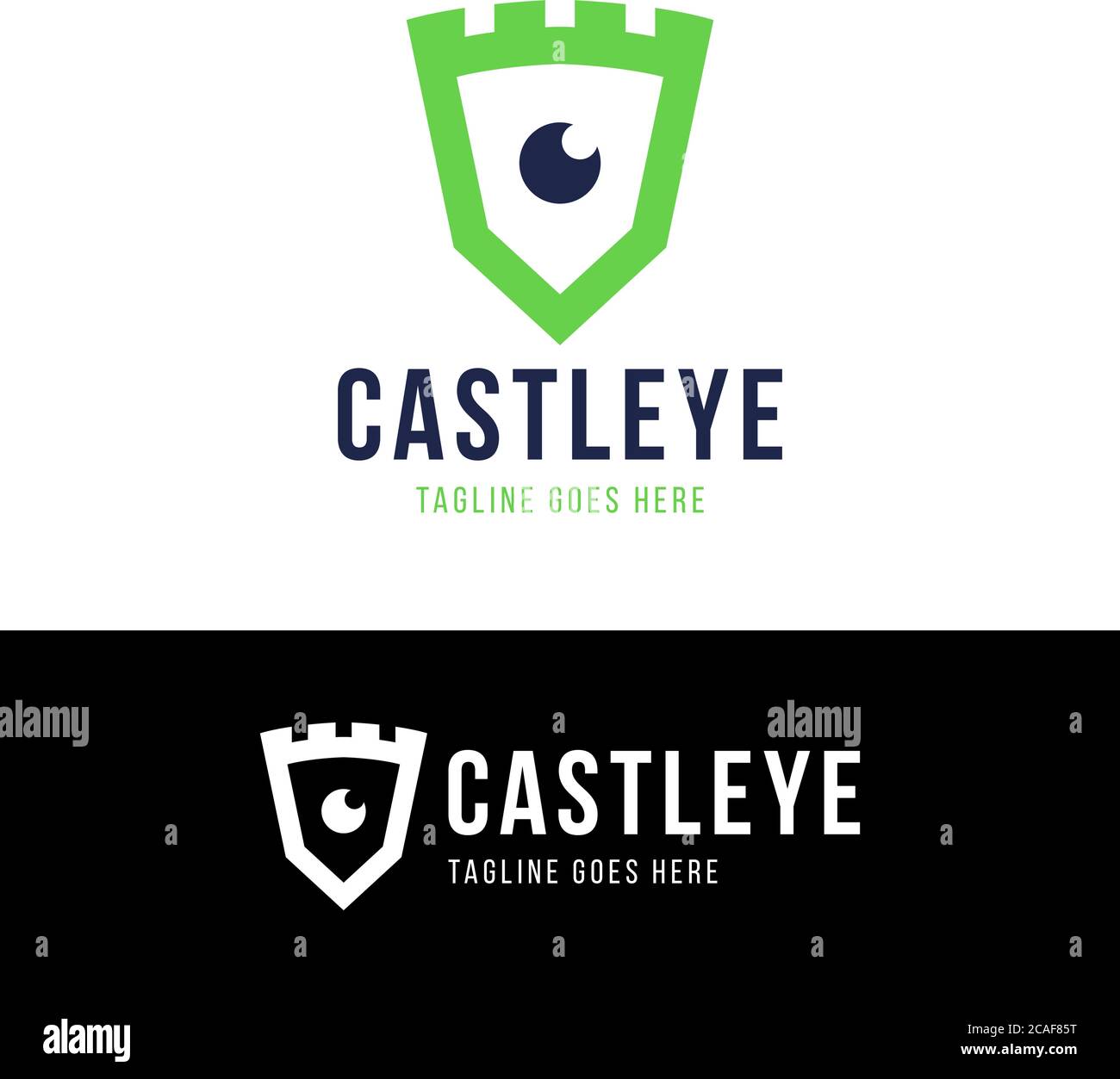 Castle, Eye and shield monitoring logo icon. Security, protection ...