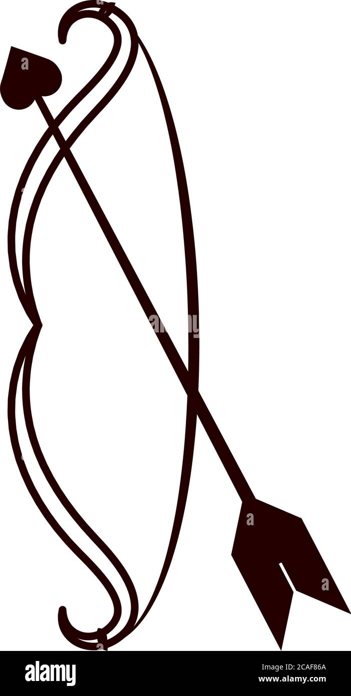 arrow bow heart head love romantic passion feeling linear style icon ...