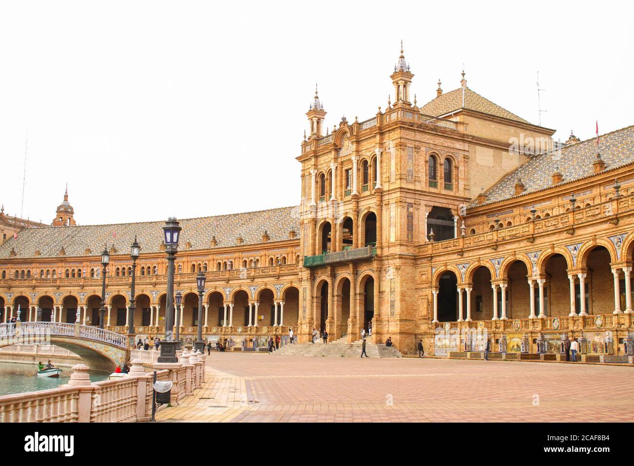 Spain, Seville. Spain Square, a landmark example of the Renaissance ...