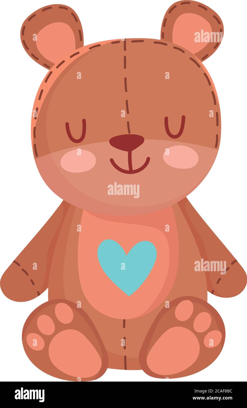 kids toys teddy bear with heart cartoon isolated icon design white ...