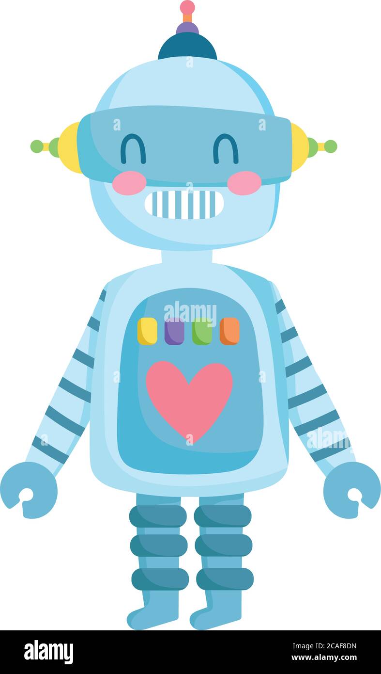 kids toys little robot cartoon isolated icon design white background ...