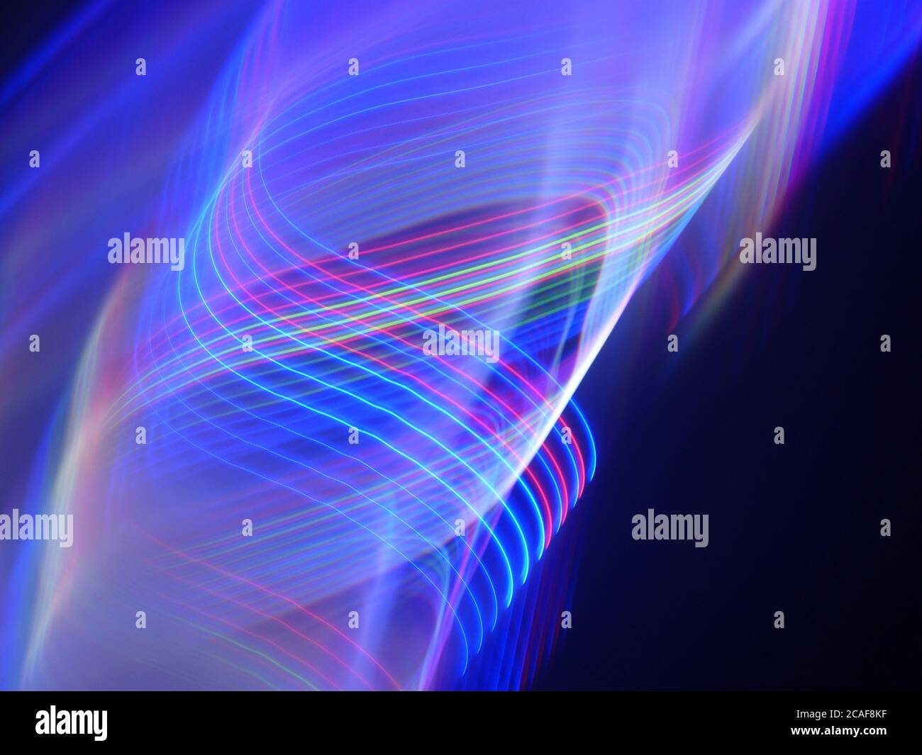 Illustration of bright threads, sliding and bending forms, with high ...
