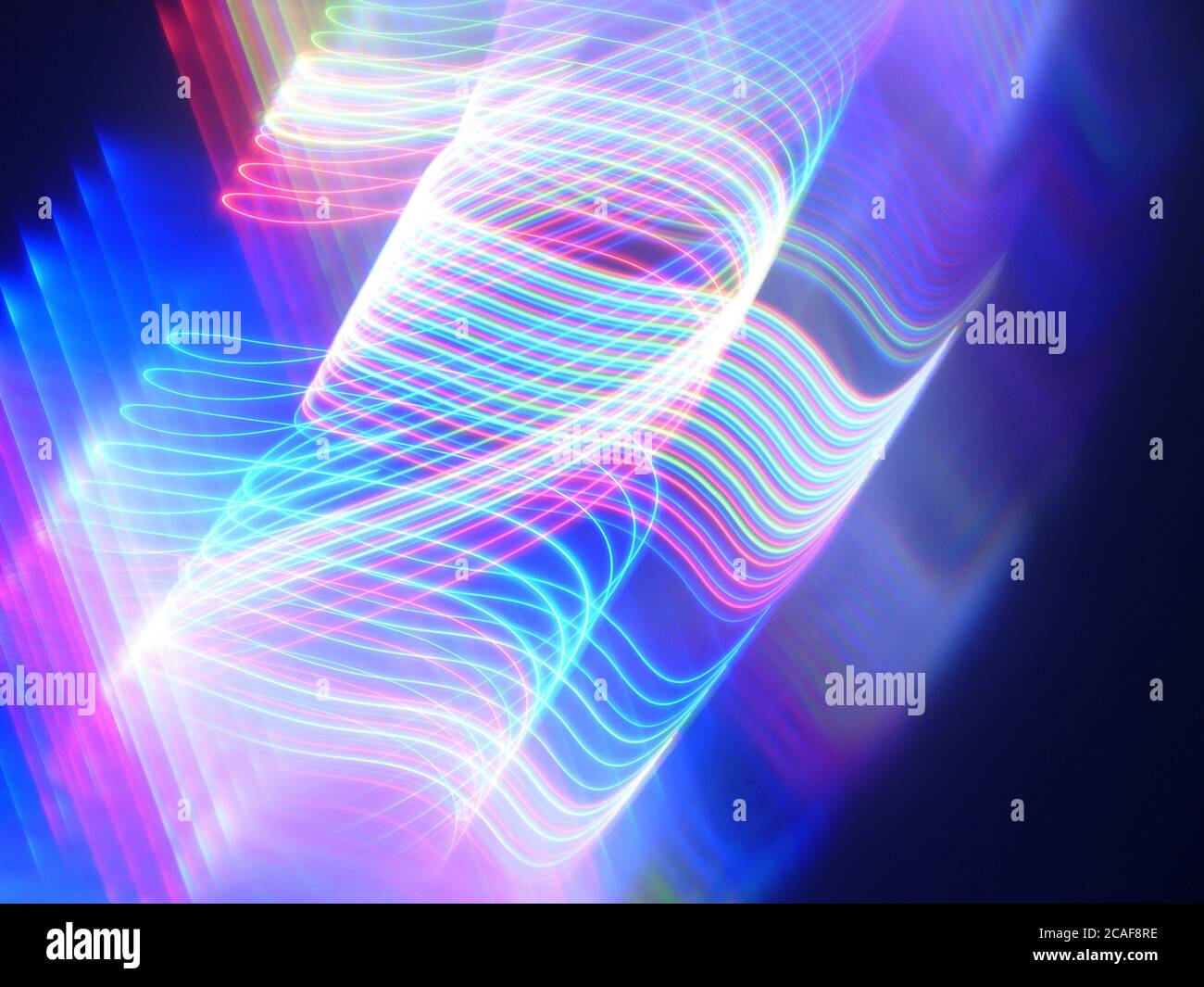 Illustration of bright threads, sliding and bending forms, with high ...