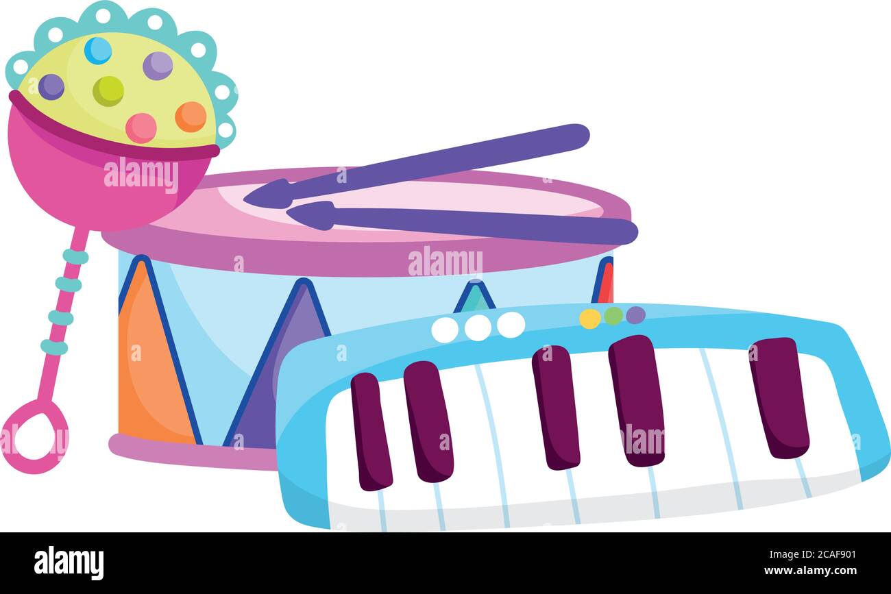 toys object for small kids to play cartoon, robot drum piano and rattle ...