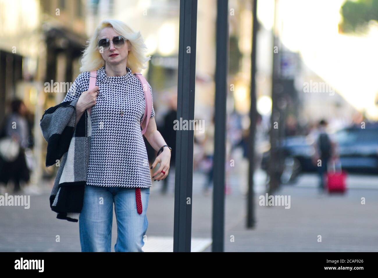 Italian woman shopping in Via Sparano da Bari. Bari, Italy Stock Photo ...