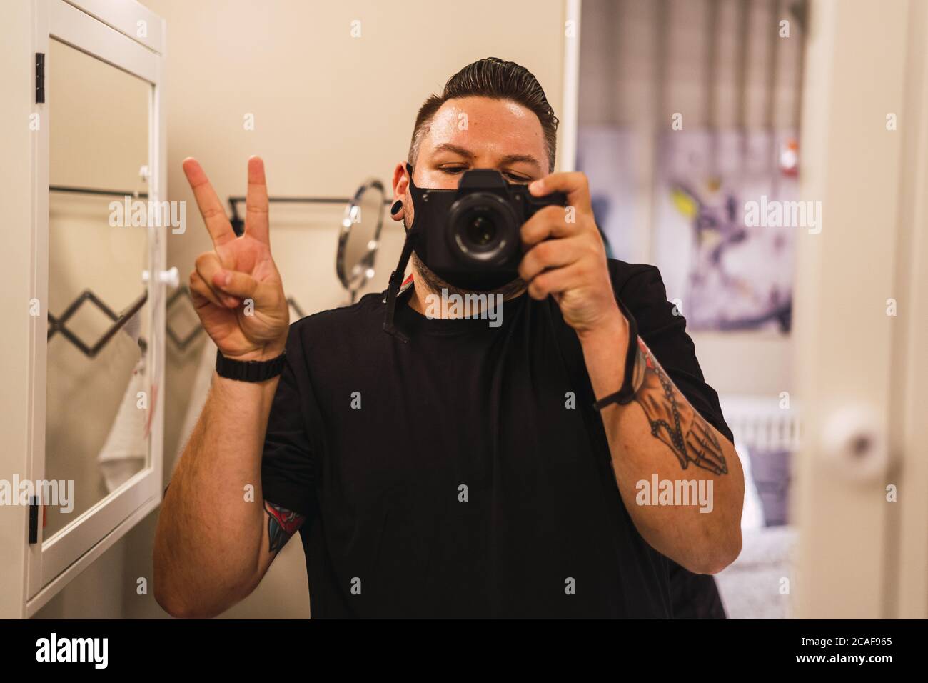 Peace Sign Mirror Selfie